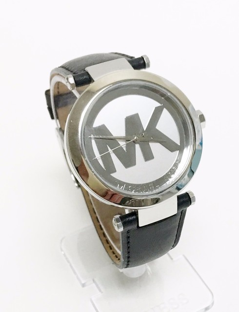 Michael Kors Womens Silver Tone Logo Dial Leather Strap Watch MK2458 ...
