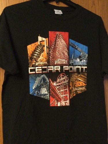 Cedar Point - Roller Coaster Rides - Black Shirt - XL | eBay
