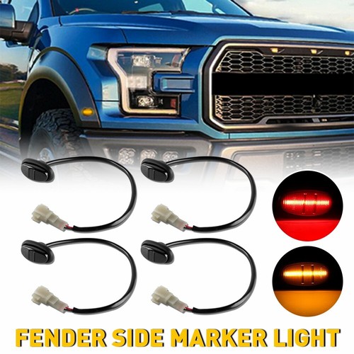 Fit 17-20 Ford F150 Raptor SMOKED Front Rear Fender LED Side Marker ...