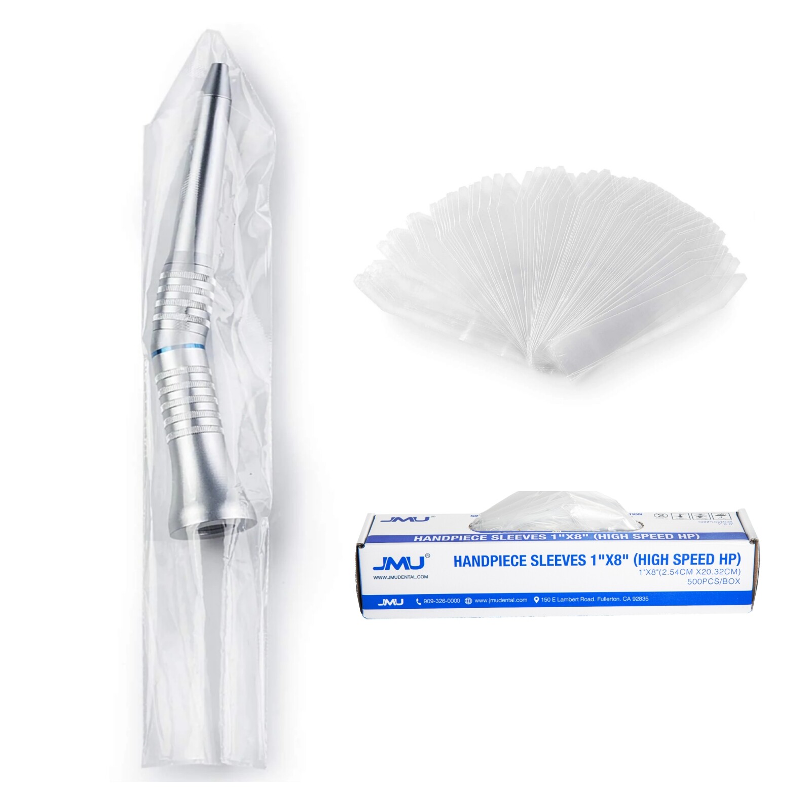 JMU Dental Clear Low/High Speed Handpiece Cover Sleeves 1"x8" 500 ...