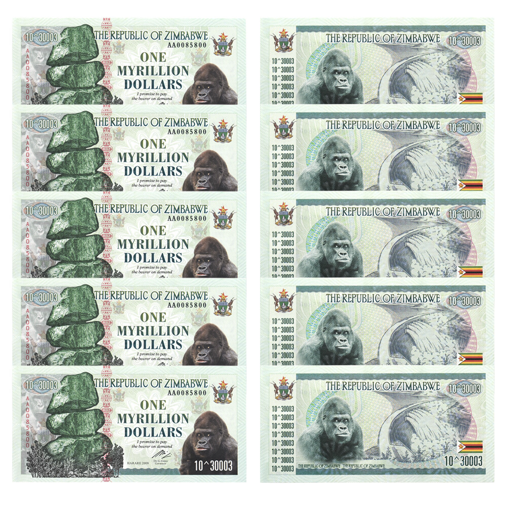 200pcs/box Collections Zimbabwe One Myrillion Dollars Banknotes Paper ...