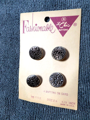 4 Vintage La Chic Metal Twinkle Buttons on Card 5/8" Inch | eBay