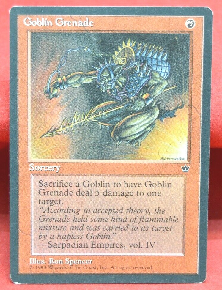 Mono Red sorcery Goblin Grenade (B) Fallen Empires Magic: The Gathering ...