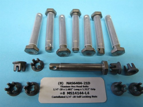 1/4-28 x 1.682 Titanium NAS6404-21D Bolts 8 +8 Light Weight MS14144L4 ...