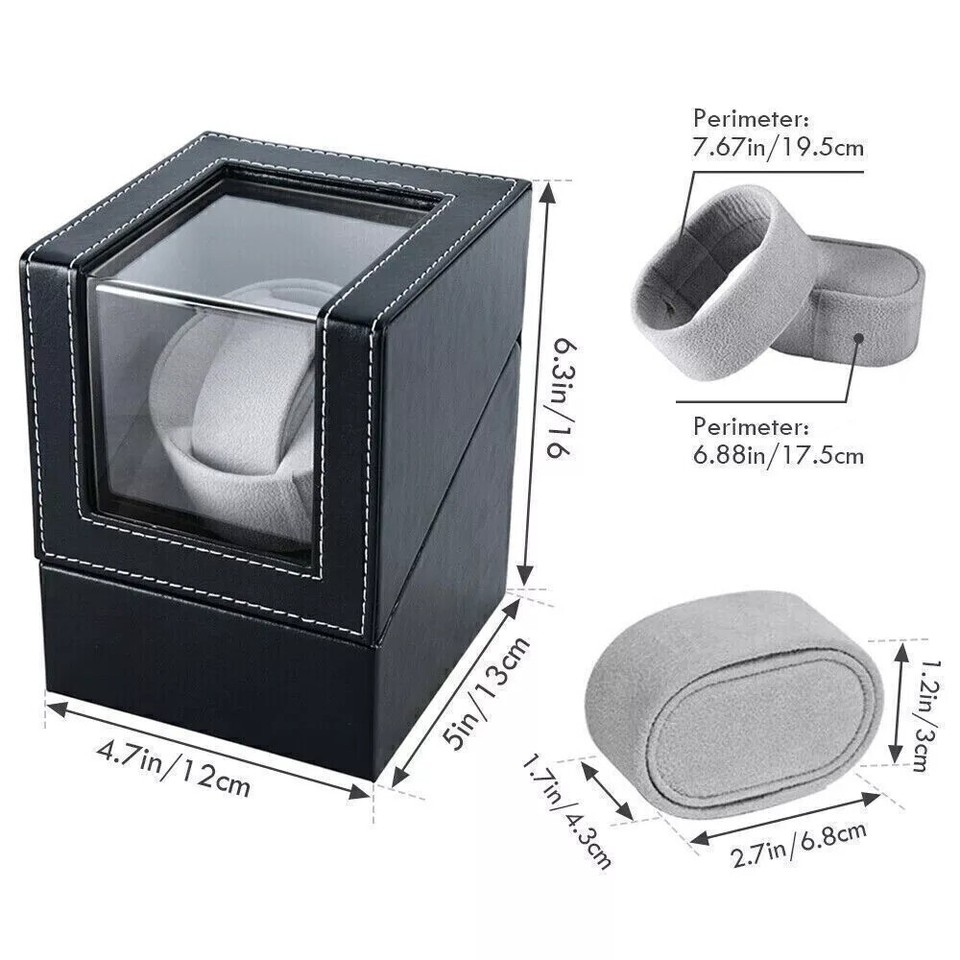 Automatic Rotation Single Watch Winder Box Leather Storage Display Case ...