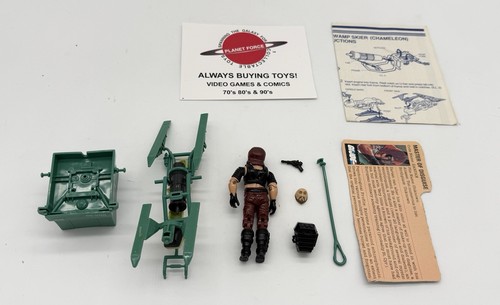 1984 Swamp Skier & Zartan w/ File Card Complete GI Joe Vehicle & Figure ...