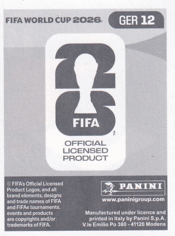 Panini 2026 World Cup WM Amerika Sticker No. GER 12 Felix Nmecha ...