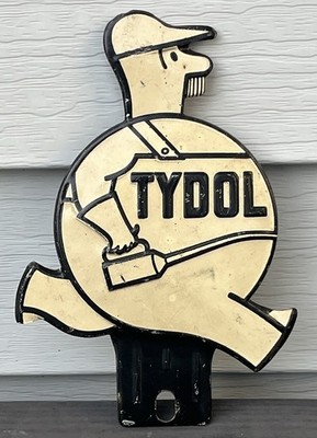 ORIGINAL TYDOL OIL LICENSE PLATE TOPPER - PRESSED STEEL SIGN - OIL ...