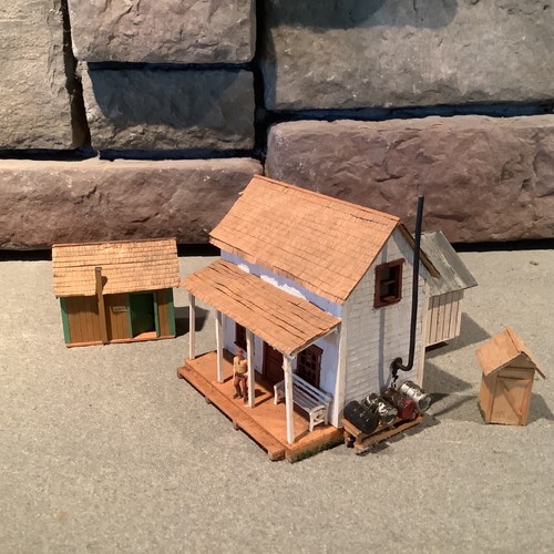 Scratch-built HO Scale FARMHOUSE w OUT BUILDINGS Painted | eBay