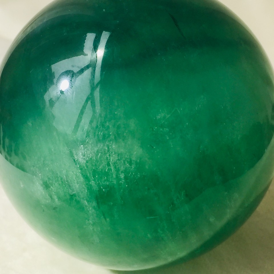 757g Large Clear Dark Green Fluorite Quartz Crystal Sphere Genius Stone ...