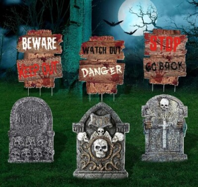 6PCS/Set Halloween Decorations Yard Signs w Stakes. Horror Theme Zombie ...