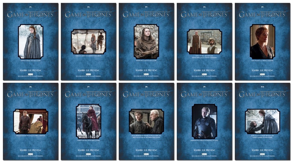 GAME OF THRONES Season 6 Preview - 11 Card Promo Set - GoT Arya Cersei ...