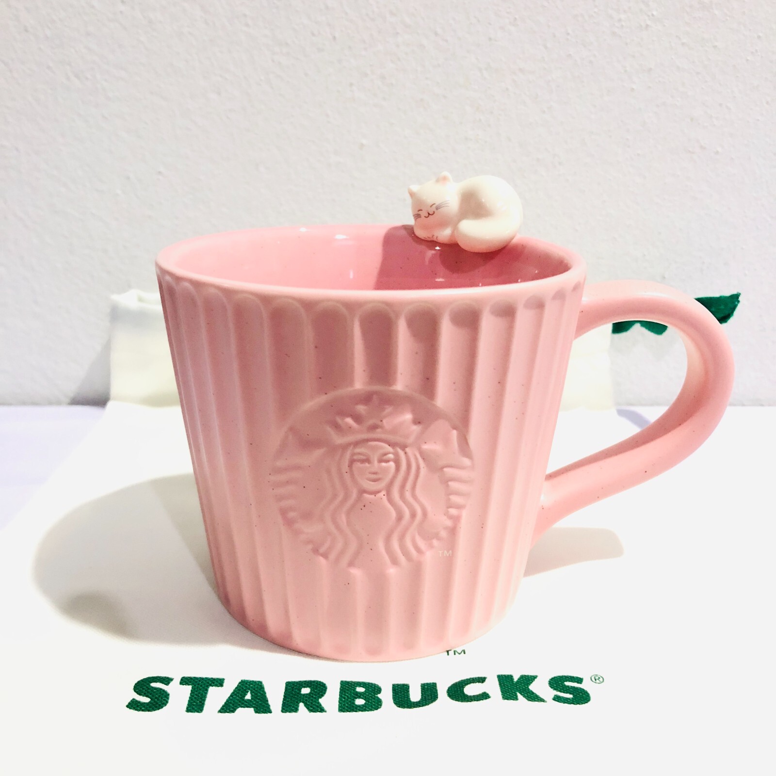 Starbucks Mug 10oz. Pink Ceramic Facet Cat Valentine Day 2024 | eBay
