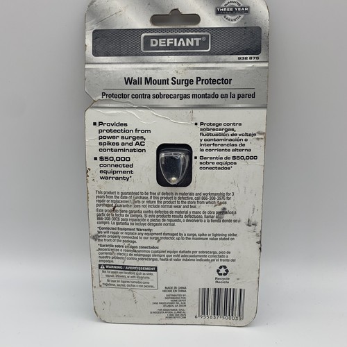 Defiant 6 Outlet Surge Protector Power Tap Ylct-30 Residential Wall ...