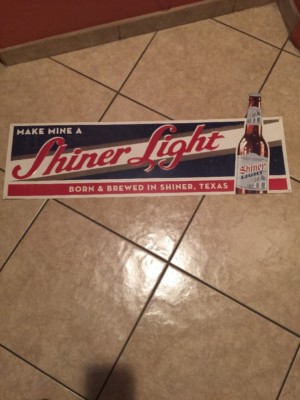 SHINER LIGHT BEER SIGN GREAT LOOKING 2007 EMBOSSED BOTTLE SPOETZL ...