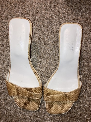 Extremely Rare Retta Wolff Veto Gold Python Kitten Heel Mules Size 35/5 ...