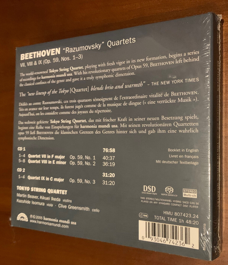 Beethoven "Razumovsky" Quartets Op. 59 Super Audio CD Jan-2006, 2 Discs ...