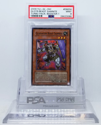 YUGIOH TU01-EN004 GLADIATOR BEAST SAMNITE SUPER RARE PSA 9 MINT ...