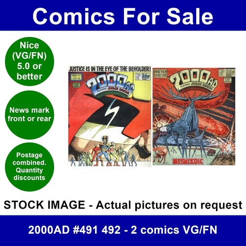 2000AD #491 492 - 2 comics VG/FN | eBay