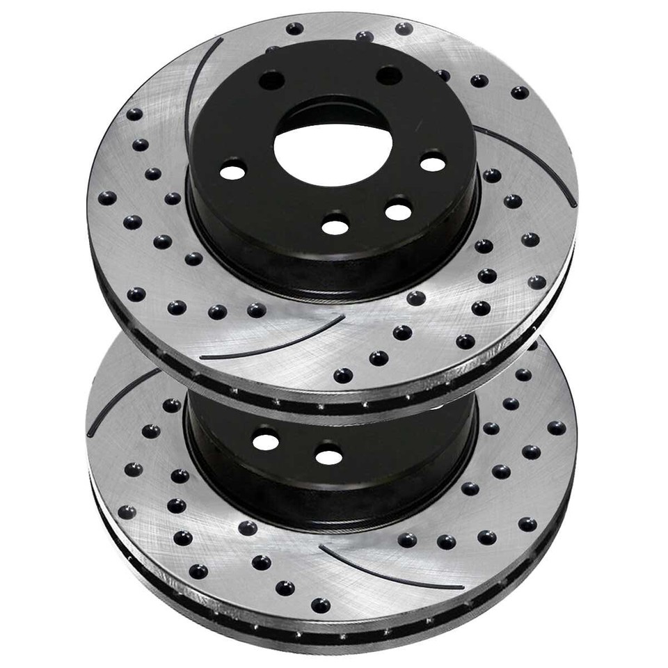 Rear Drilled Slotted Brake Rotors Black Pair 2 for INFINITI G37 G35 ...