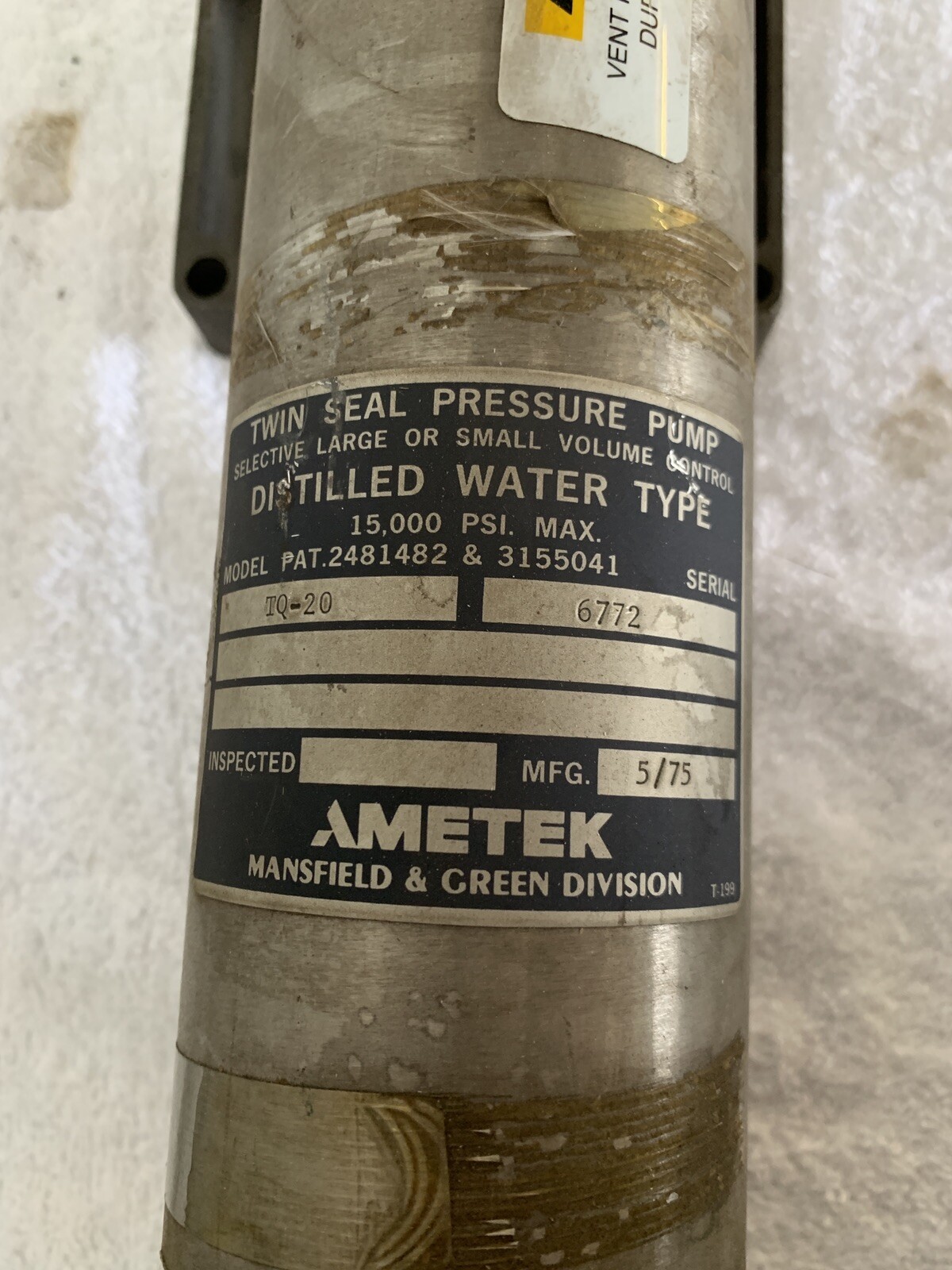 Ametek TQ-20 Twin Seal Pressure Pump | eBay