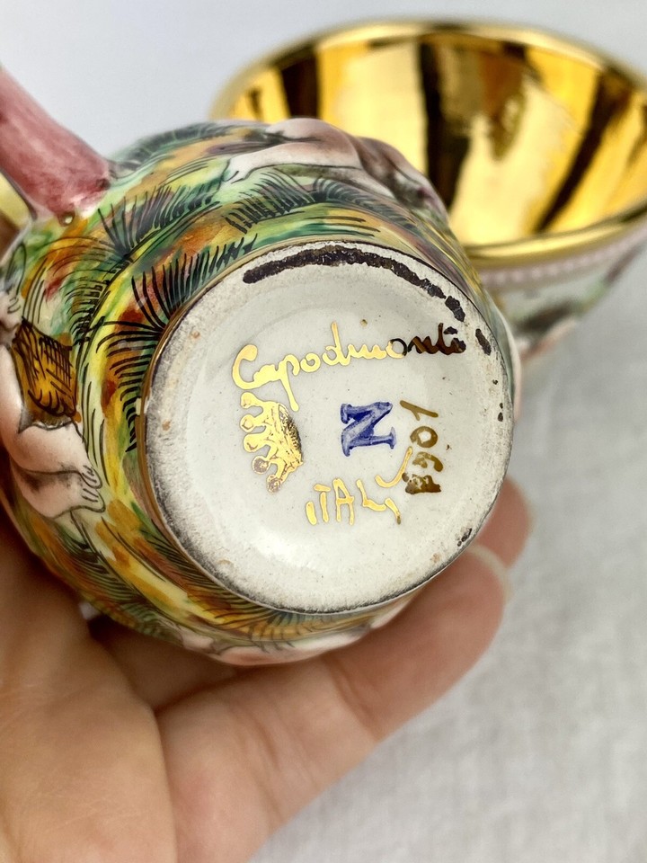 Antique Capodimonte Italy Tea Coffee Cream And Sugar Set RARE 5 Point ...