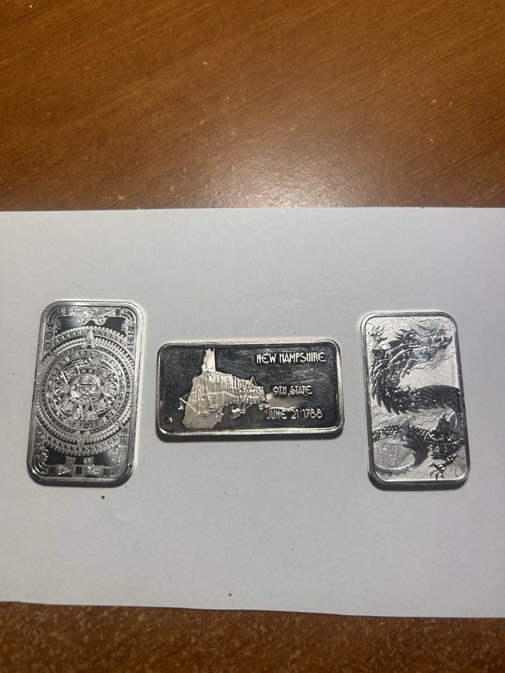 (3) Silver Bars, (2) Of Them Are 1 Troy Oz .999 Fine Silver, One Is ...