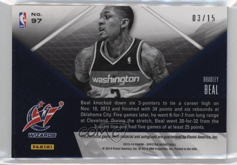 2013 Panini Spectra Spectacular Swatch Signatures Orange /15 Bradley ...