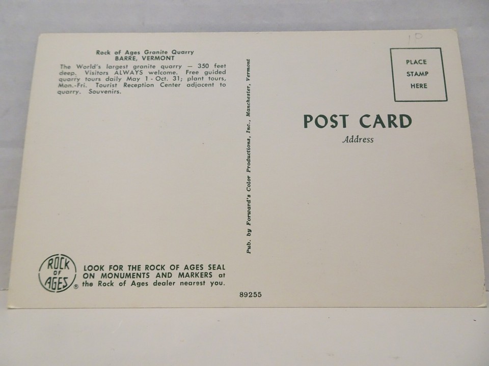 Vintage Postcard Multi View Rock of Ages Granite Quarry Barre Vermont ...
