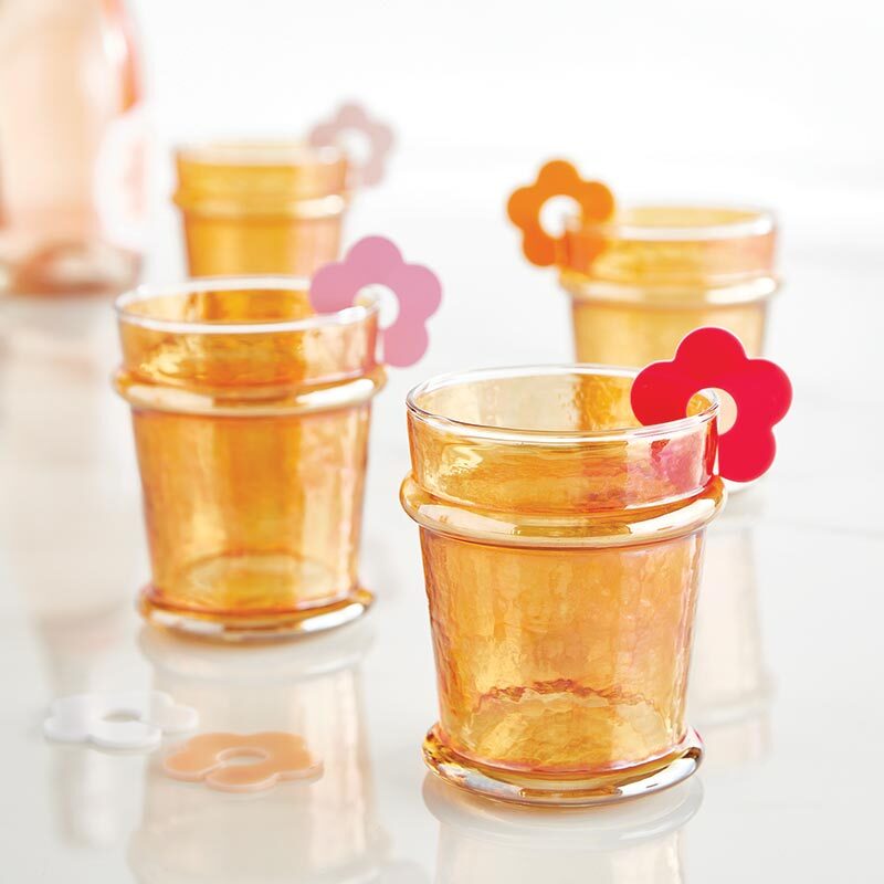 Wine Glass Charms Marker Acrylic Markers 1.75 Inch x 1.75 Inch Flowers ...
