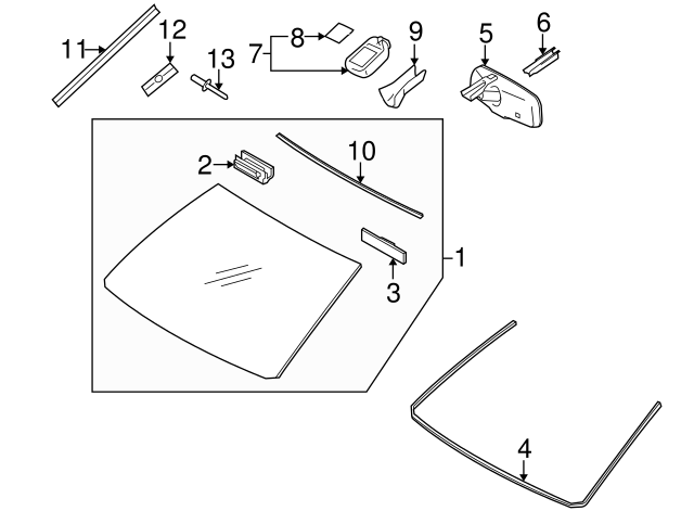 75535-60020 Lexus genuine GX 460 OEM (RH) lower front glass revair ...