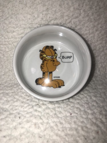 Garfield VTG 4.5" Stoneware "My Bowl" Burp Cat Food Water Bowl ...