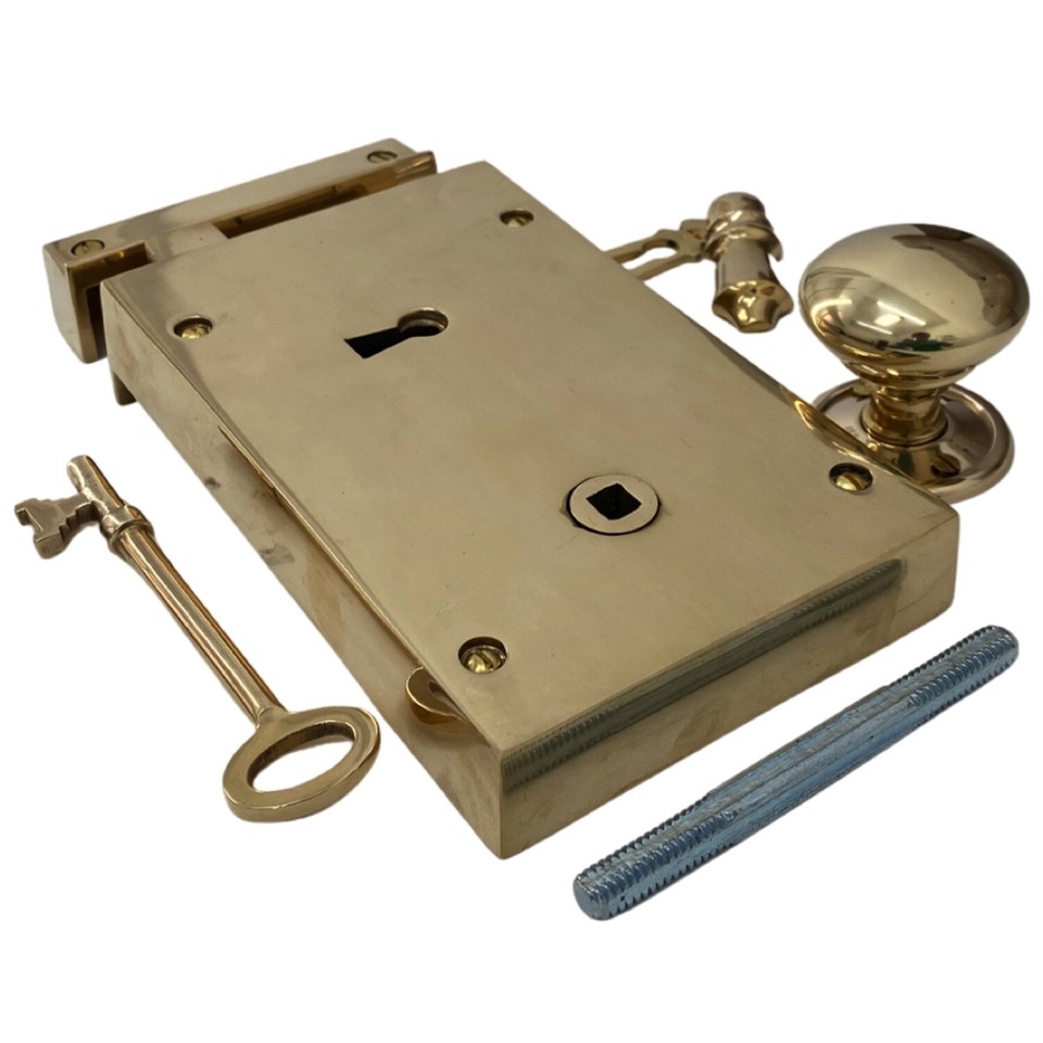 LEFT Hand Colonial Rim Lock in Solid Brass | eBay