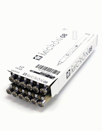 Sakura Pigma Micron pen 08 Black felt tip artist drawing pens - 12 pens ...