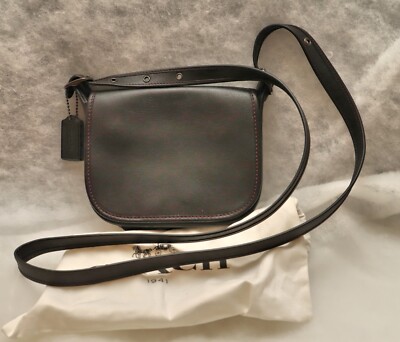 Coach BLACK Mini Saddle Bag 18 Leather Crossbody Shoulder Bag 57731 | eBay