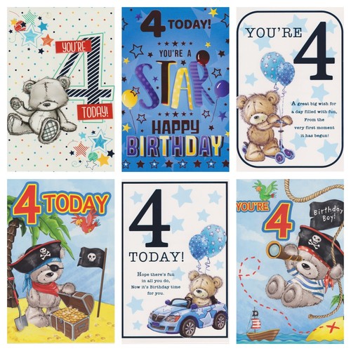4th Birthday Card ~ Boy's 4th Birthday ~ Birthday Card ~ Various ...