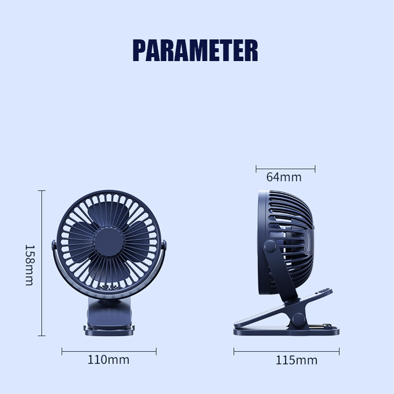 USB Rechargeable Mini Cooling Fan Clip On Desk Table Office Stroller ...