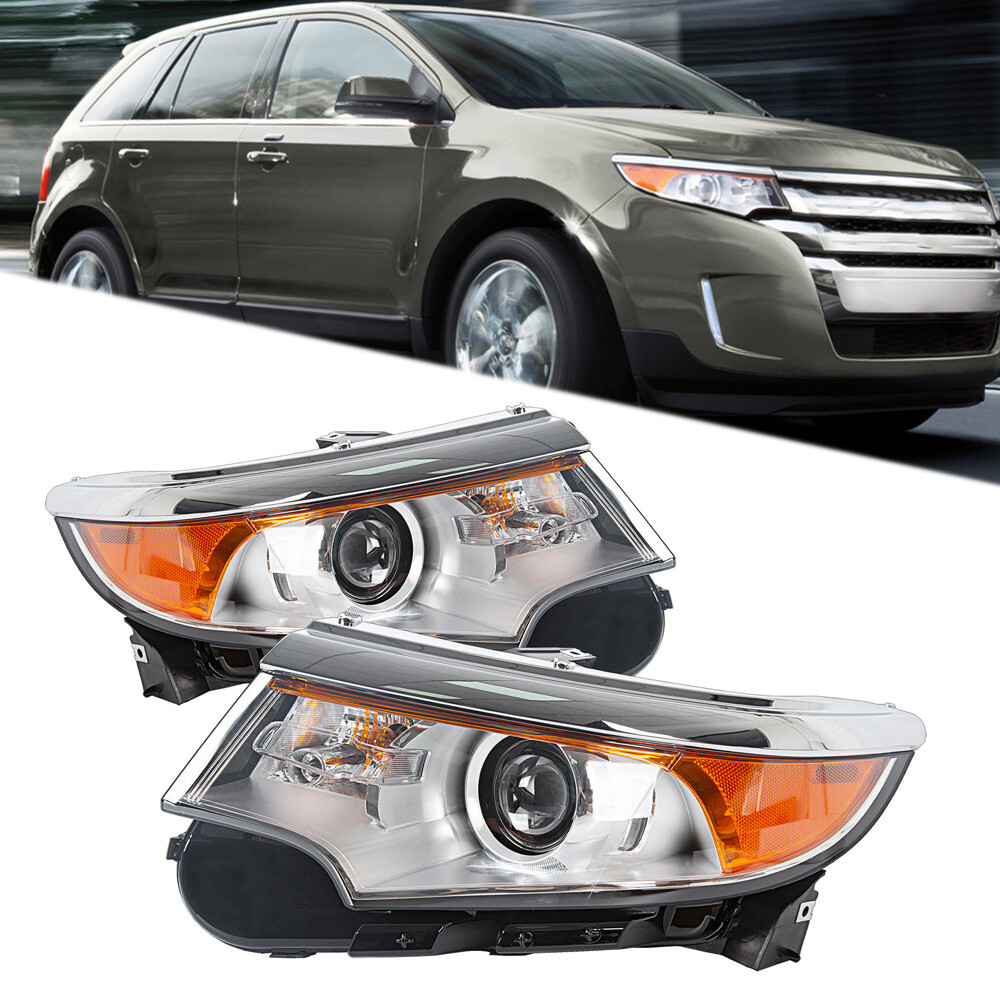 Pair Headlights Driver+Passenger Side For 2011-2014 Ford Edge Headlamps ...