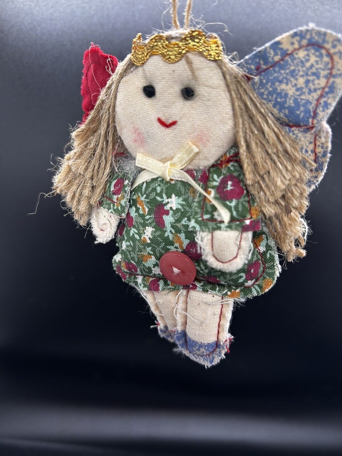 Vintage Handmade Stuffed Rag Doll Angel Ornaments Set Of Four Folk Art ...