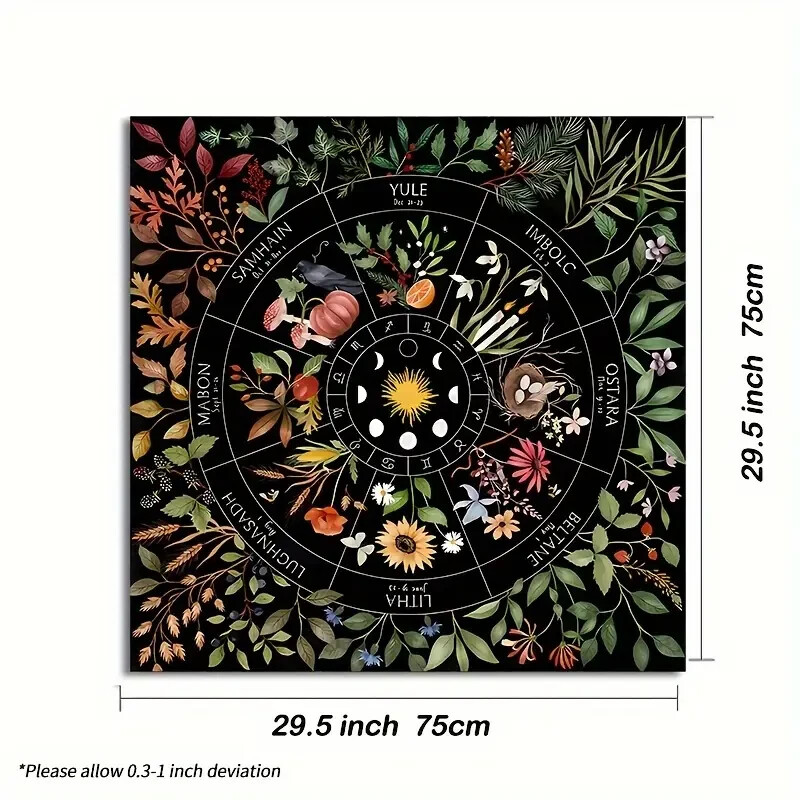 Pagan Wiccan Seasons Calendar Gothic Altar Divination Cloth large 75 x ...