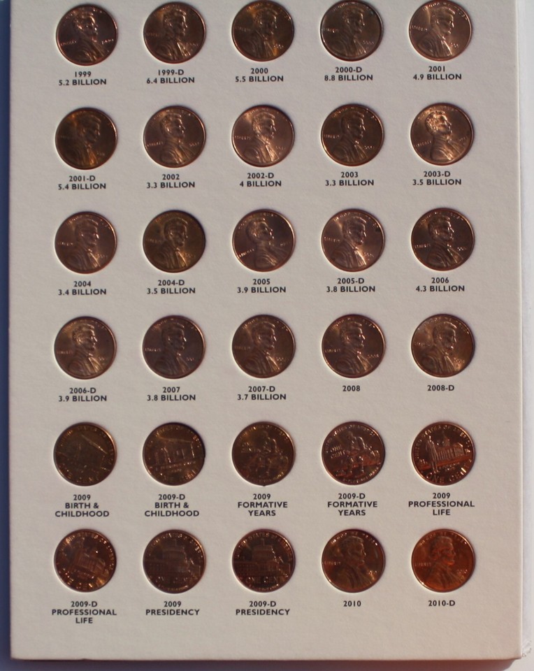 Near Complete Lincoln Cent Collection 1909-2021 (no proofs); 275 coins ...