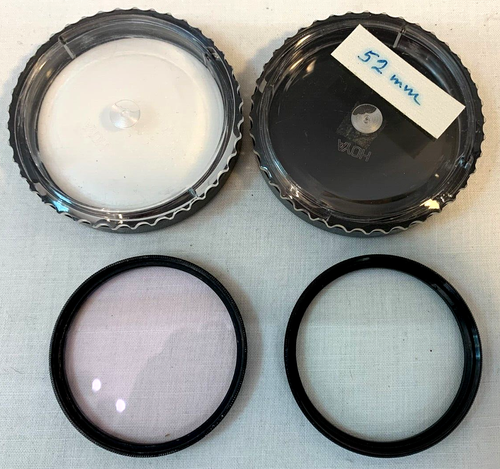 Lot of Two (2) 52mm Lens Filters HOYA ~ UV(0) & Skylight (1B) with Hard ...