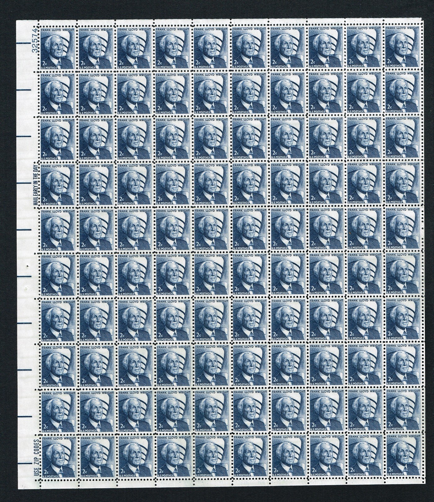 OddLots:™ 697-1280 • Scott #1280, 2¢ Frank Lloyd Wright, Pane of 100 ...