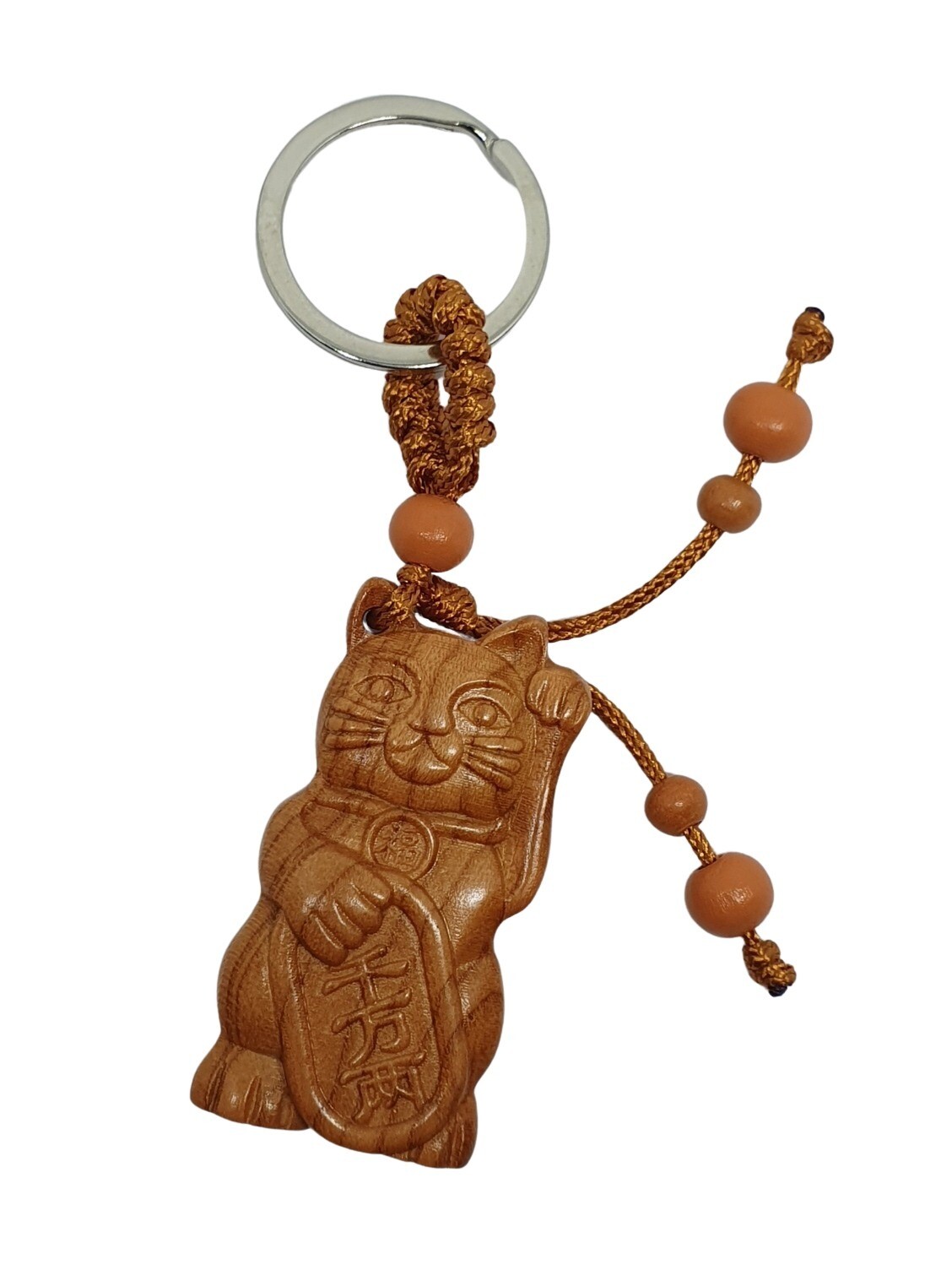 Lucky Cat Keyring Carving 3D Lucky Fortune Cat Maneki Neko Keychain Key ...