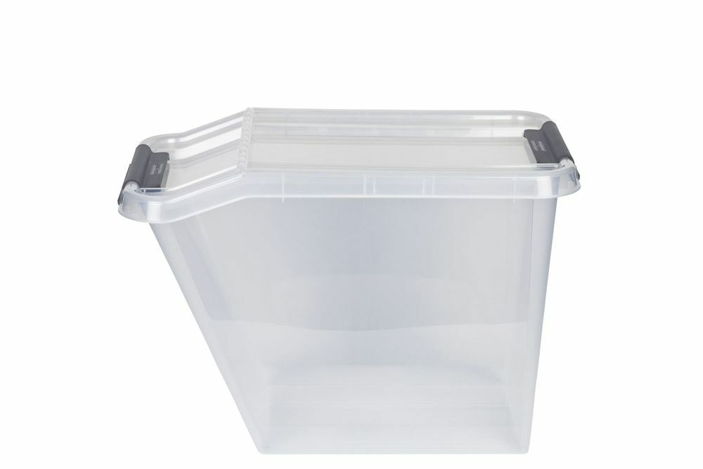 3 x Kunststoffbox Lagerbox Sortierbox Transparent 58L geteilter Deckel ...