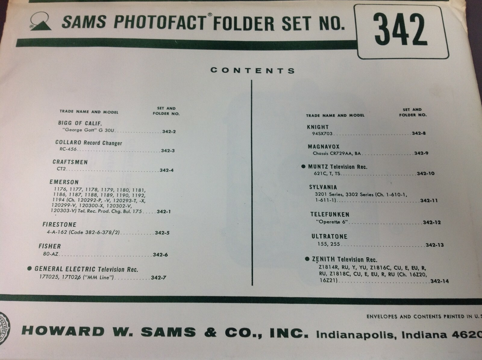 SAMS Photofact Folder Set, Vintage with Folder, You Pick One, 342-999 ...