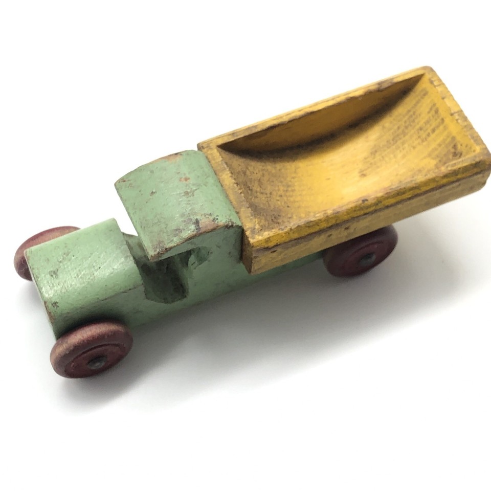 Vintage Strombecker Wooden Building Material Green Yellow Toy Truck | eBay