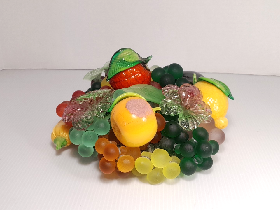 Vtg Czechoslovakia Art Glass Fruit Grape Cluster Lamp Shade Vade Bowl ...