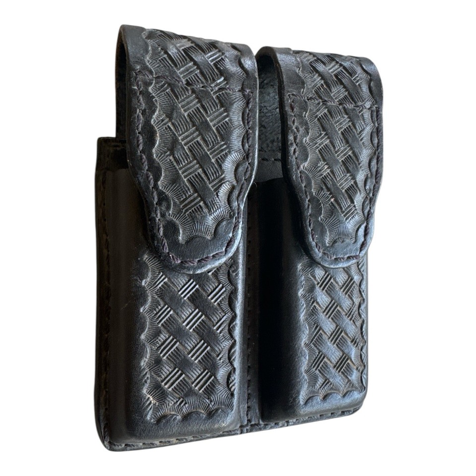 Ted Blocker Vintage Dual Magazine Pouch Basketweave Leather CP250 Belt ...
