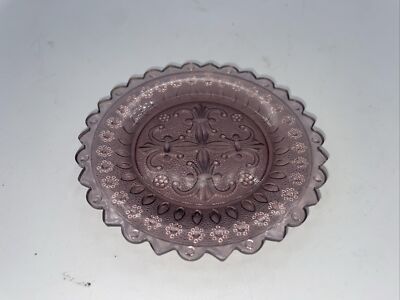 Vintage Pressed Sandwich Lacy Glass Purple 4" Miniature Cup Plate ...